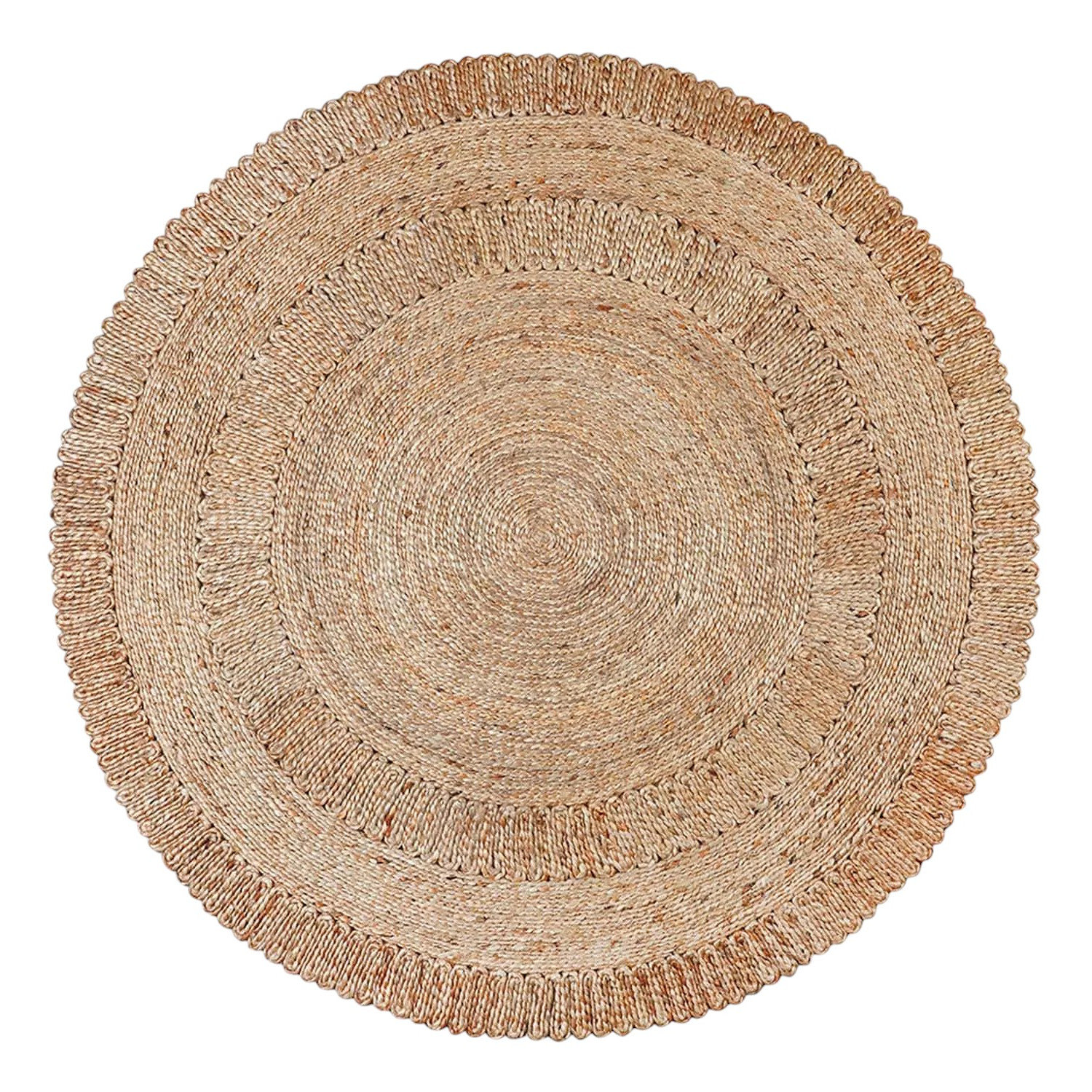 HomeRoots 6' Natural Jute Geometric Hand Braided Round Rug | Wayfair