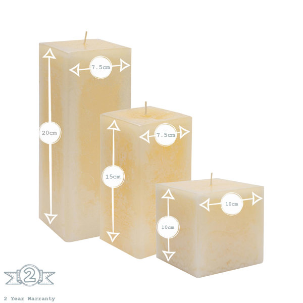 Nicola Spring - Vanilla Pillar Candles - 6 Sizes - Cream - Pack of 6 ...