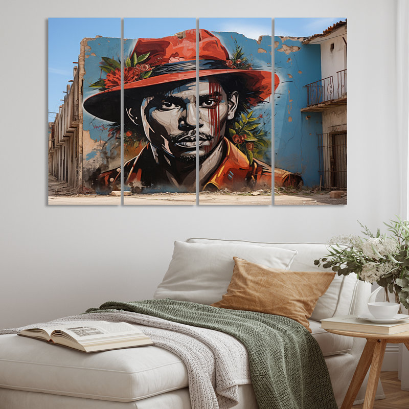 Design Art Cuban Man Street Art - Modern Metal Wall Art Prints Set ...