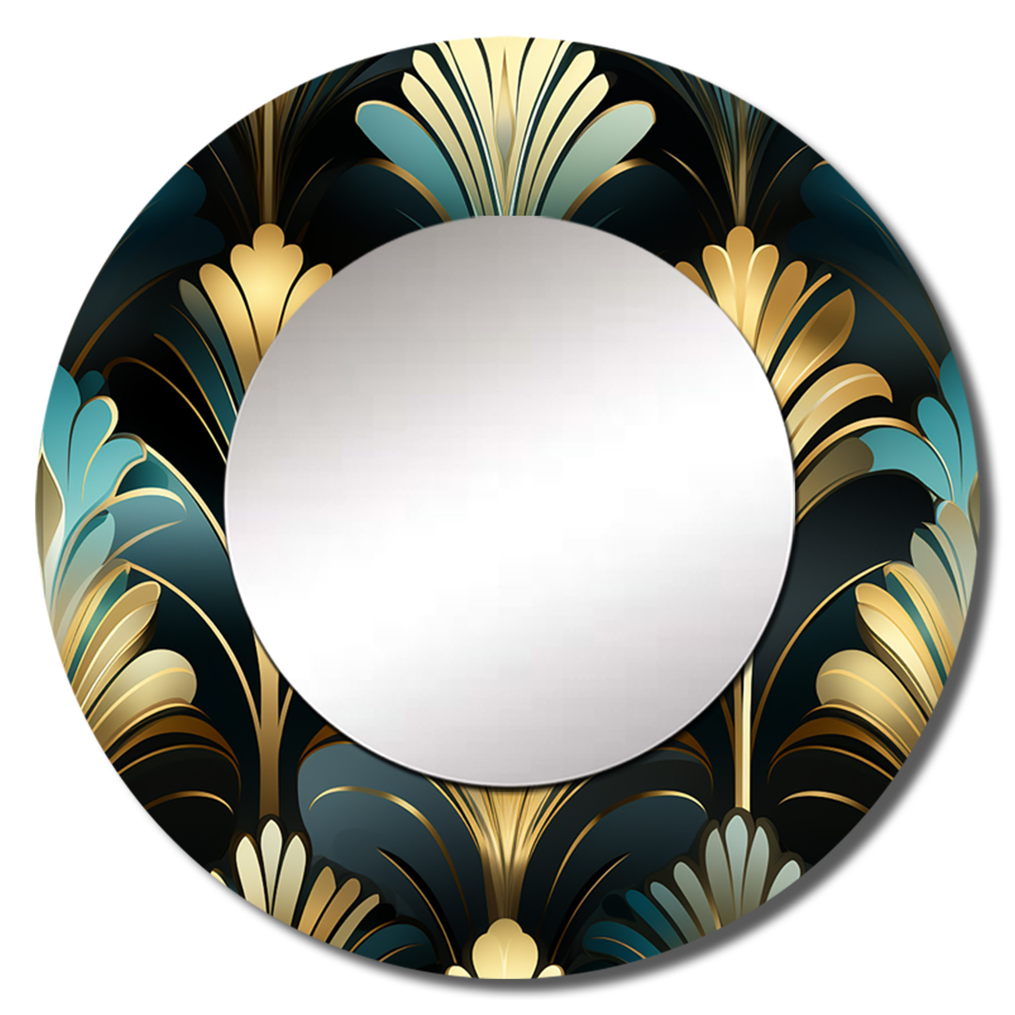 Design Art Emerald And White Damask Art Deco - damask Mirror, Gold ...