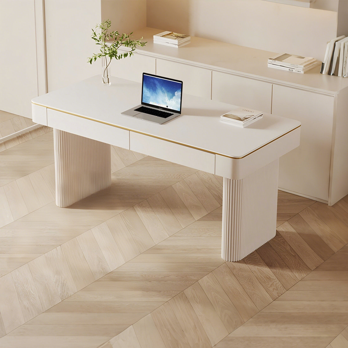 Hokku Designs Cream-Style Luxurious Minimalist Office Desk | Wayfair