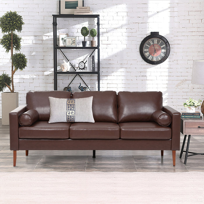 George Oliver Jaidenn 78'' PU Leather Couch | Wayfair