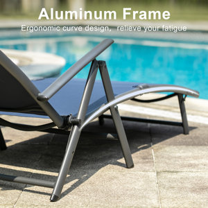 17 Stories Outdoor Adjustable Folding Chaise Lounge Chair, No assembly ...