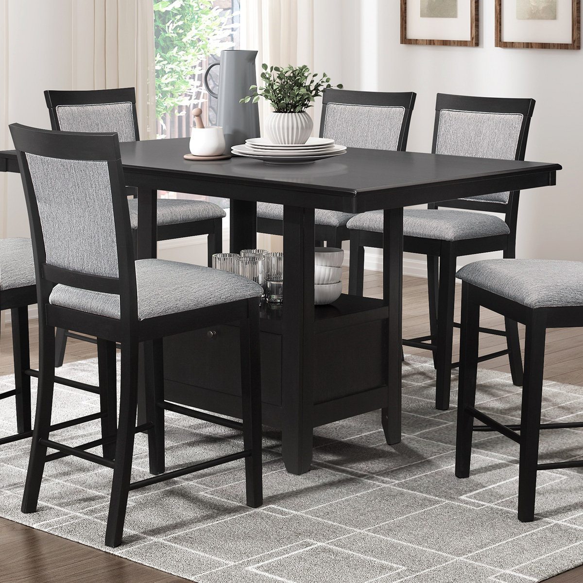 Red Barrel Studio Pc Dining Counter Height Table With Base Storage And ...