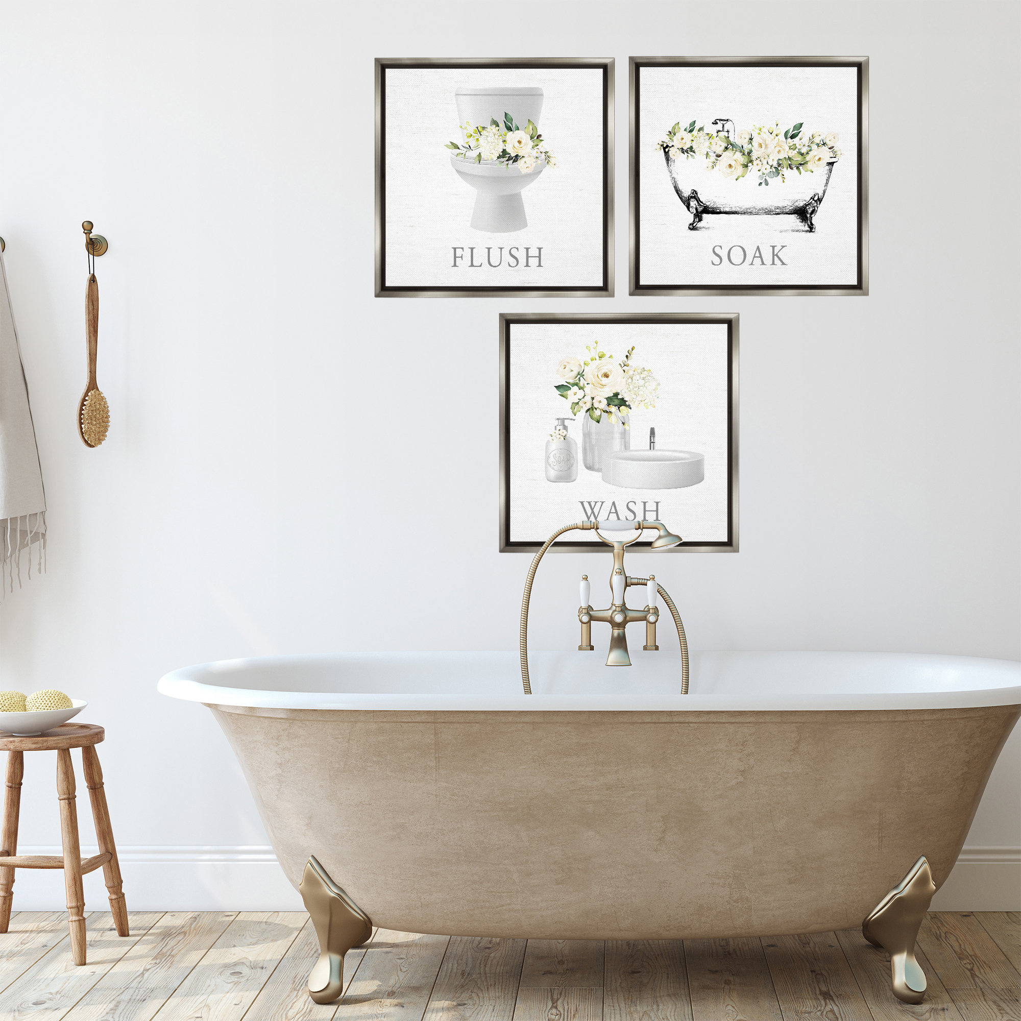Lark Manor™ Flush Soak Wash Bathroom Rules 3 Piece Framed Floater ...