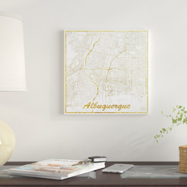 Bless international 'Albuquerque Gold Leaf Urban Blueprint Map' Graphic ...
