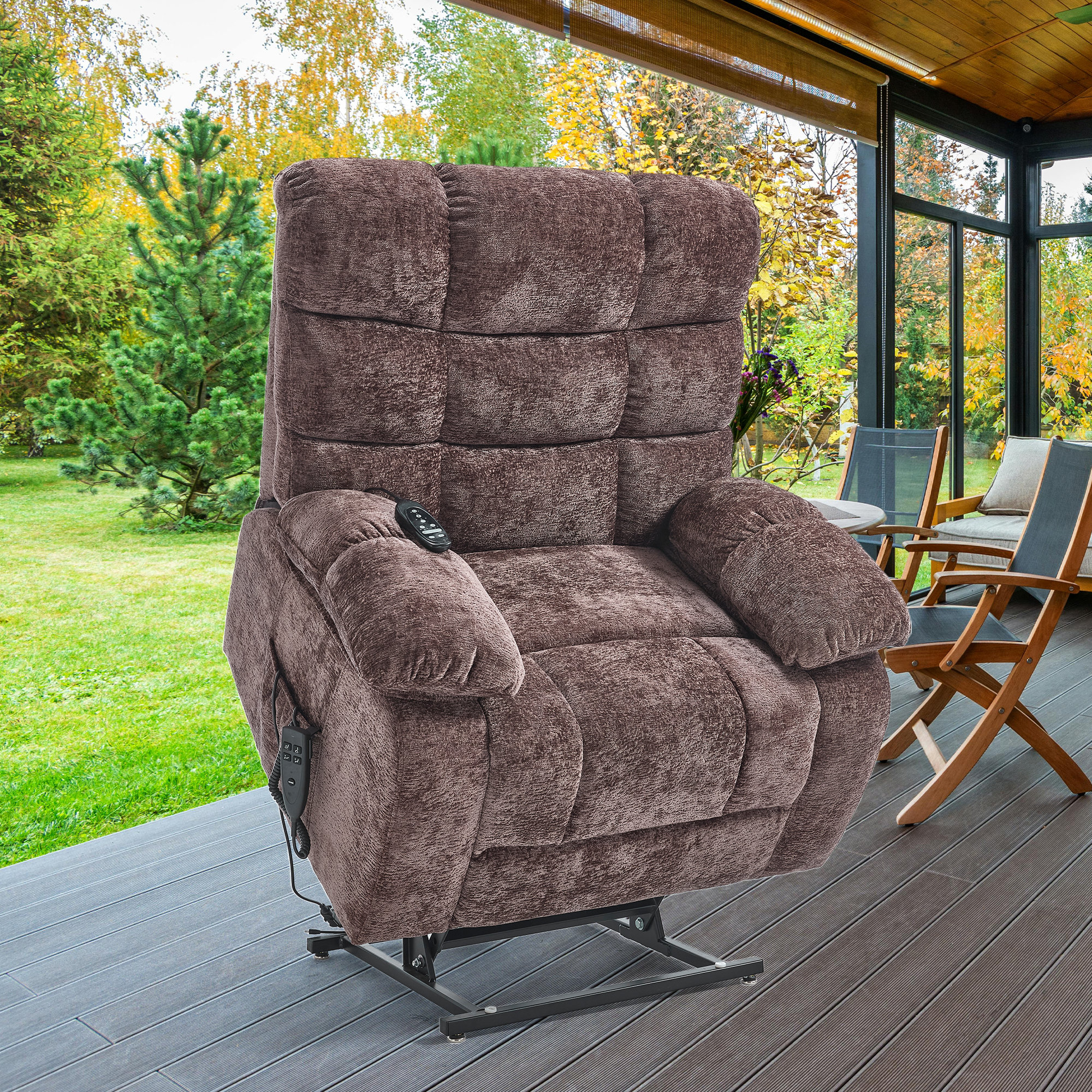 Red Barrel Studio® Vayun 40.55"W Oversized Chenille 180°Power Recliner ...