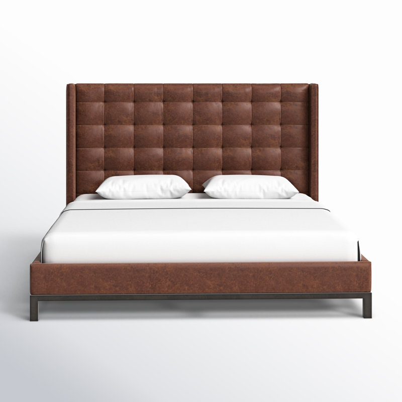 Joss & Main Atira Vegan Leather Metal Wingback Bed | Wayfair