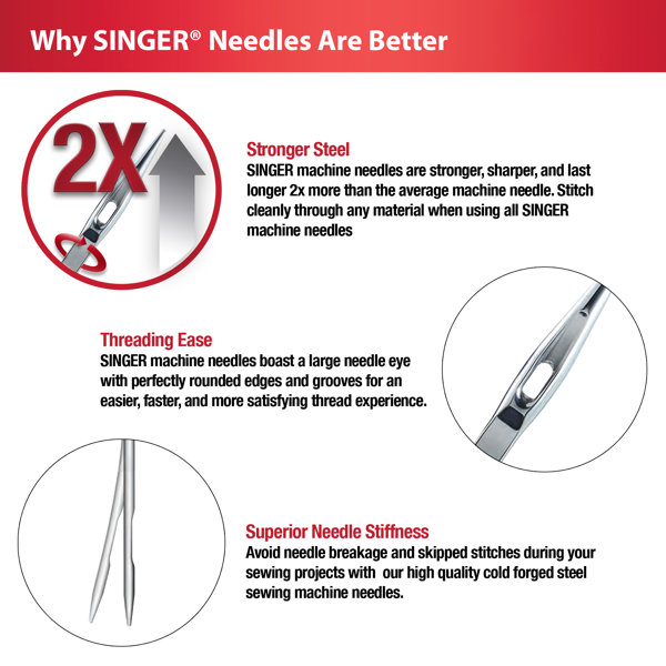 SINGER Titanium Universal Regular and Ball Point Sewing Machine Needles ...