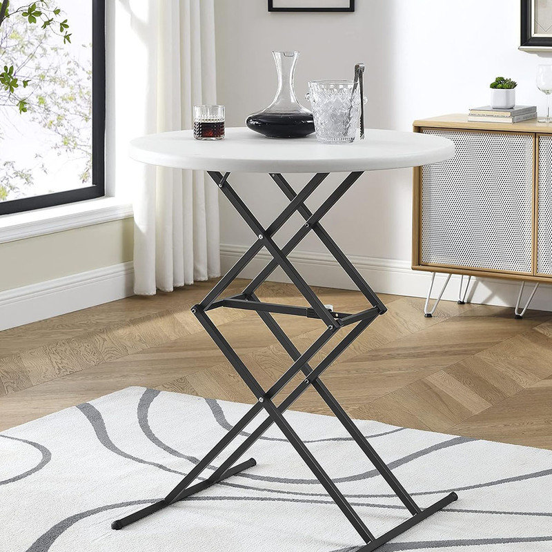 Arlmont & Co. 32inch Round Bar Table, Folding Table with Adjustable ...