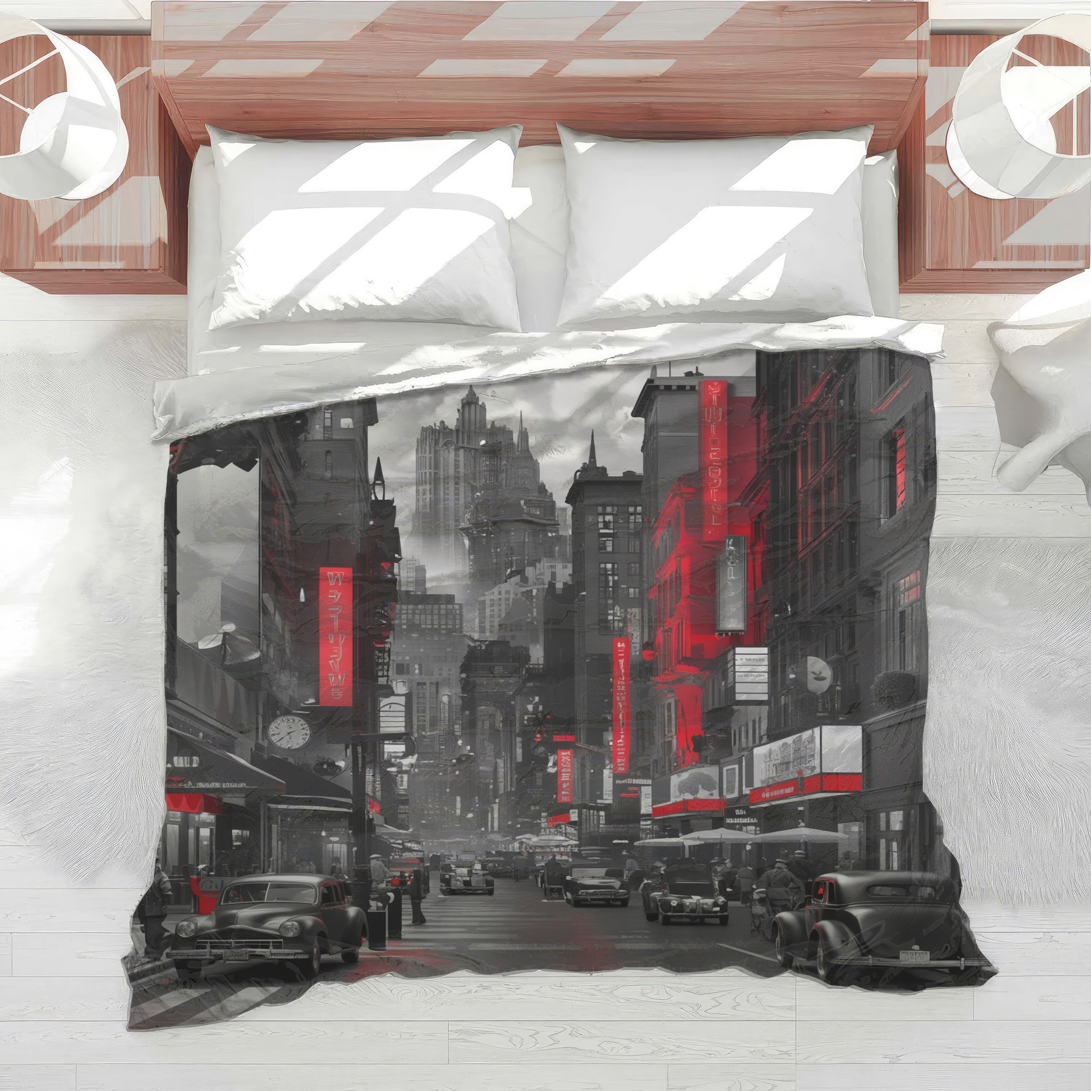 VisionDecor Black White Cityscape Comforter | Wayfair