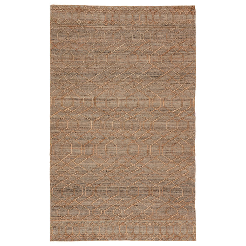 Cecille Geometric Handwoven Wool Beige/Gargoyle/Oatmeal Area Rug | Joss ...
