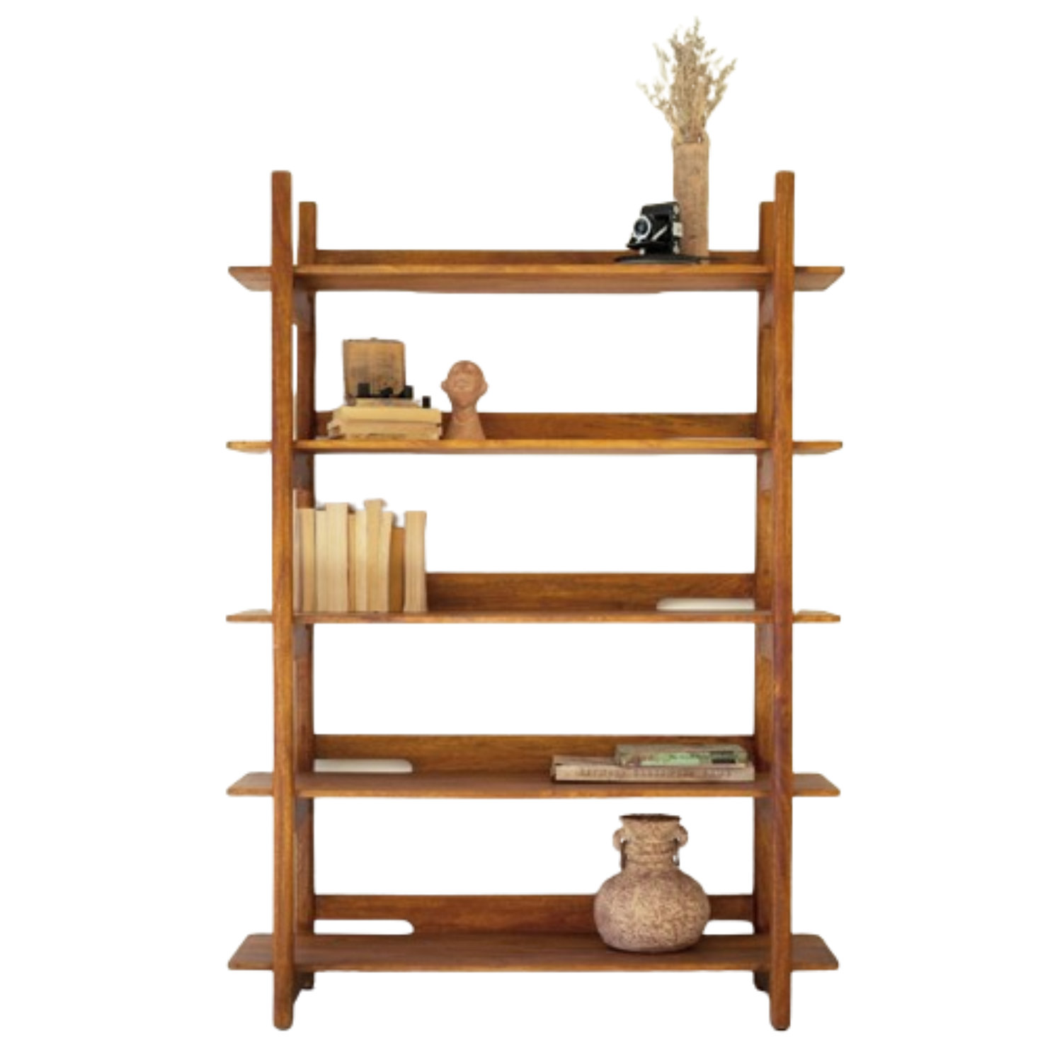 Loon Peak® MANGO WOOD BOOKSHELF WITH TEAK FINISH | Wayfair