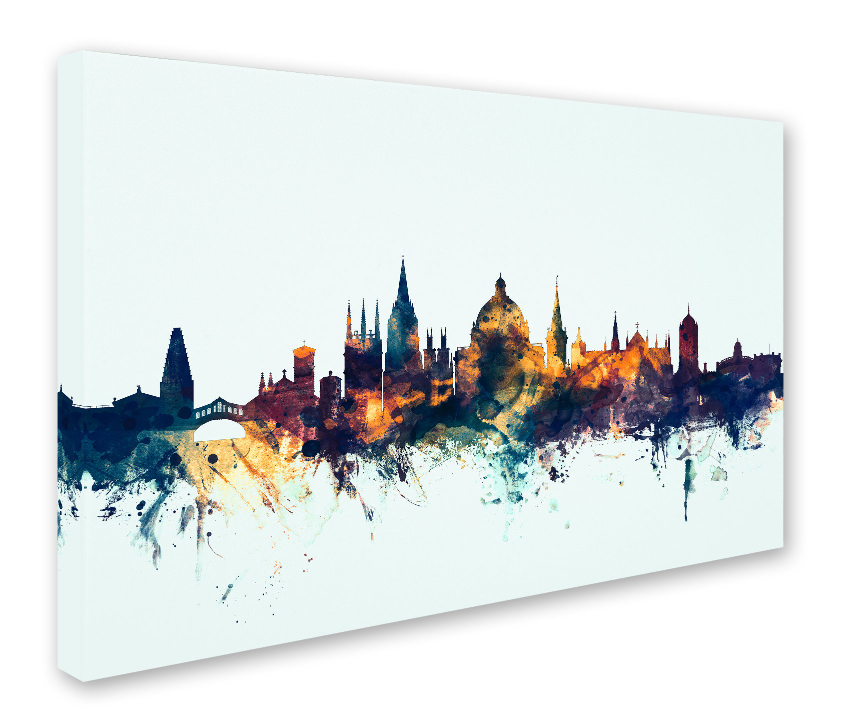 Ivy Bronx 'Oxford England Skyline Blue' Graphic Art on Wrapped Canvas ...