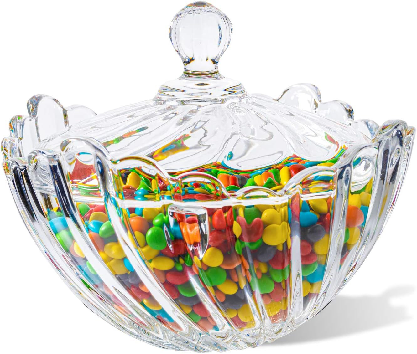 Mercer41 Crystal Candy Dish with Lid, Clear Large Candy Bowl, Christmas ...