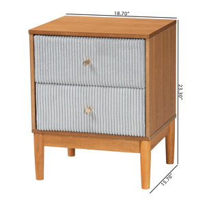 George Oliver Taylin Mid-Century Grey Corduroy And Oak Brown Wood 2 ...