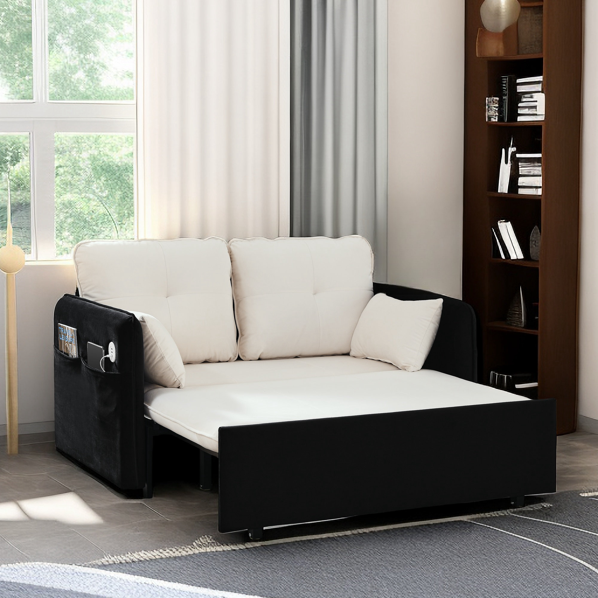 Latitude Run® Chanto 53'' Velvet Versatile Pull Out Sofa Bed Sleeper ...