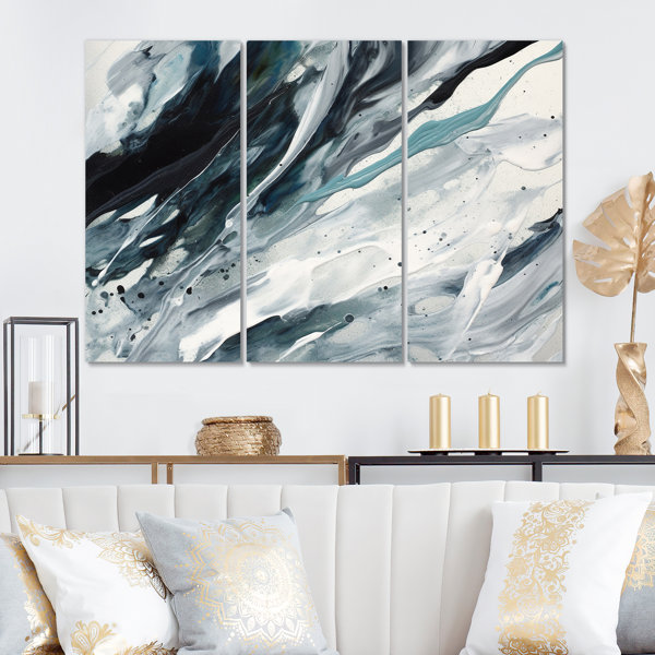 Ivy Bronx " Bliss Of Happiness Abstract In Retro Blue III " 3 - Pieces ...
