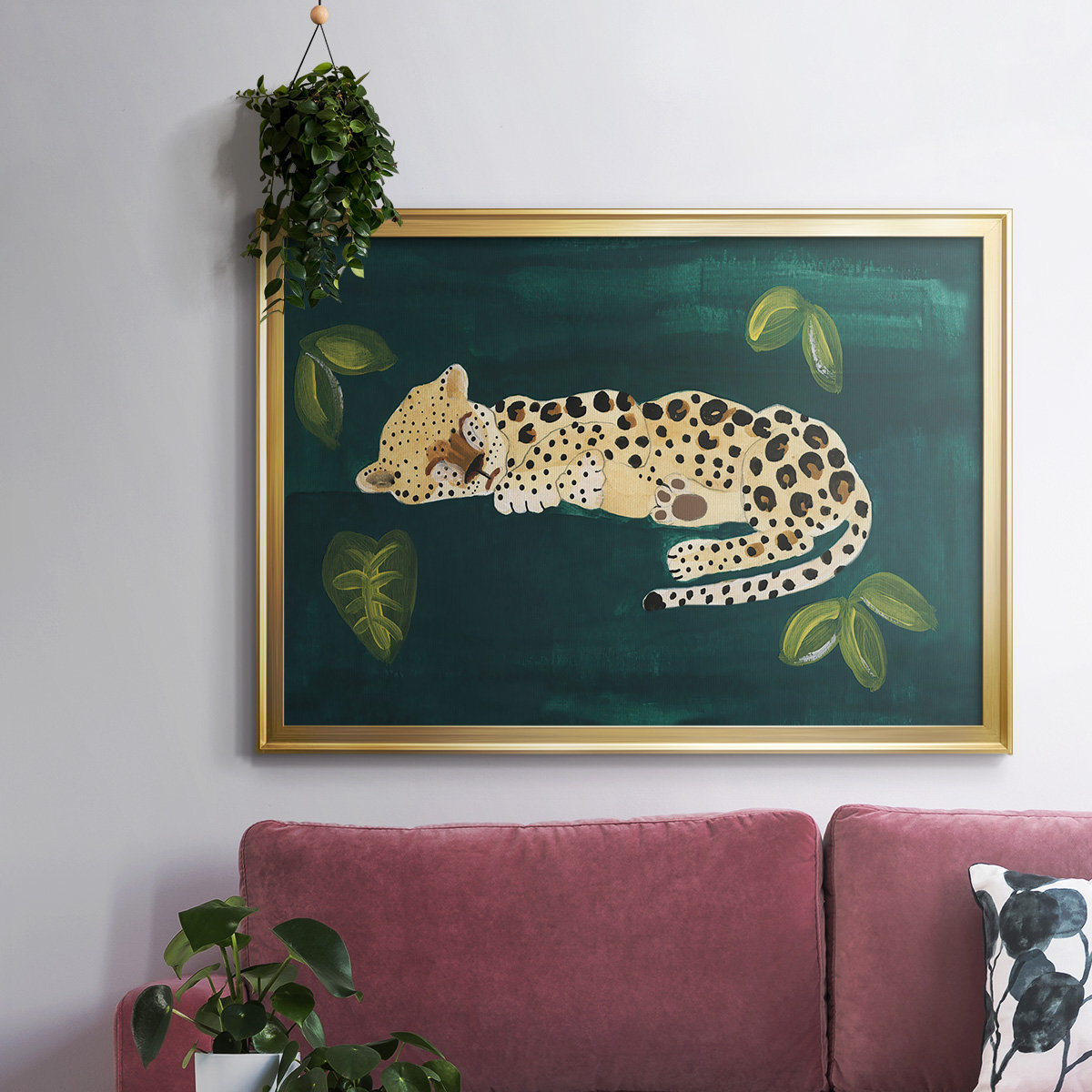 Bungalow Rose Lethargic Leopard II Framed On Canvas Print | Wayfair