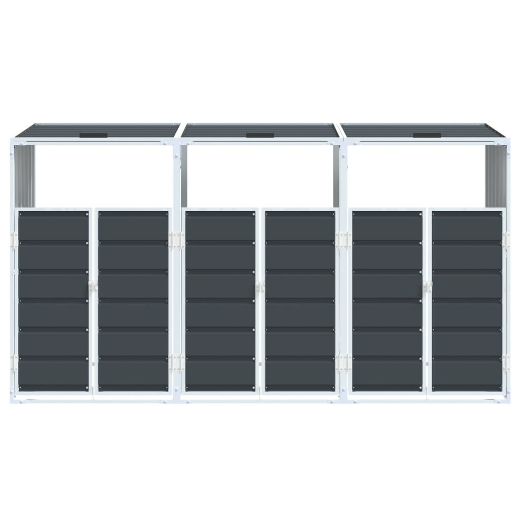 Vidaxl Wheelie Bin Storage For Triple Bins Gray 85"X31.9"X45.3" Steel ...
