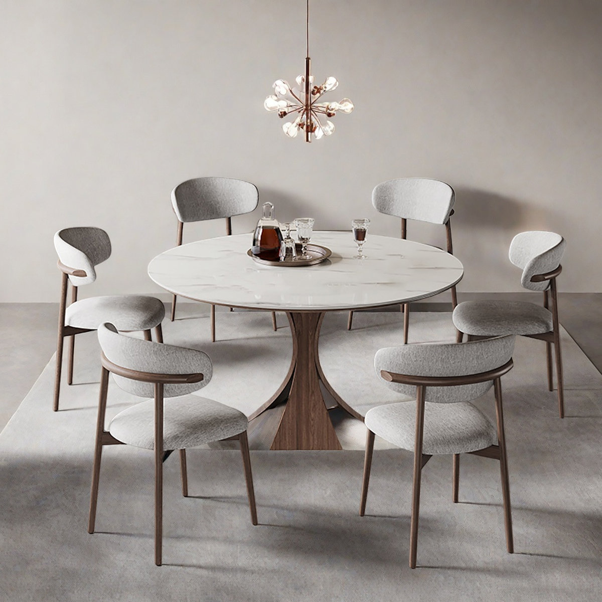 Orren Ellis Elegant Round Dining Table with Marble Top | Wayfair