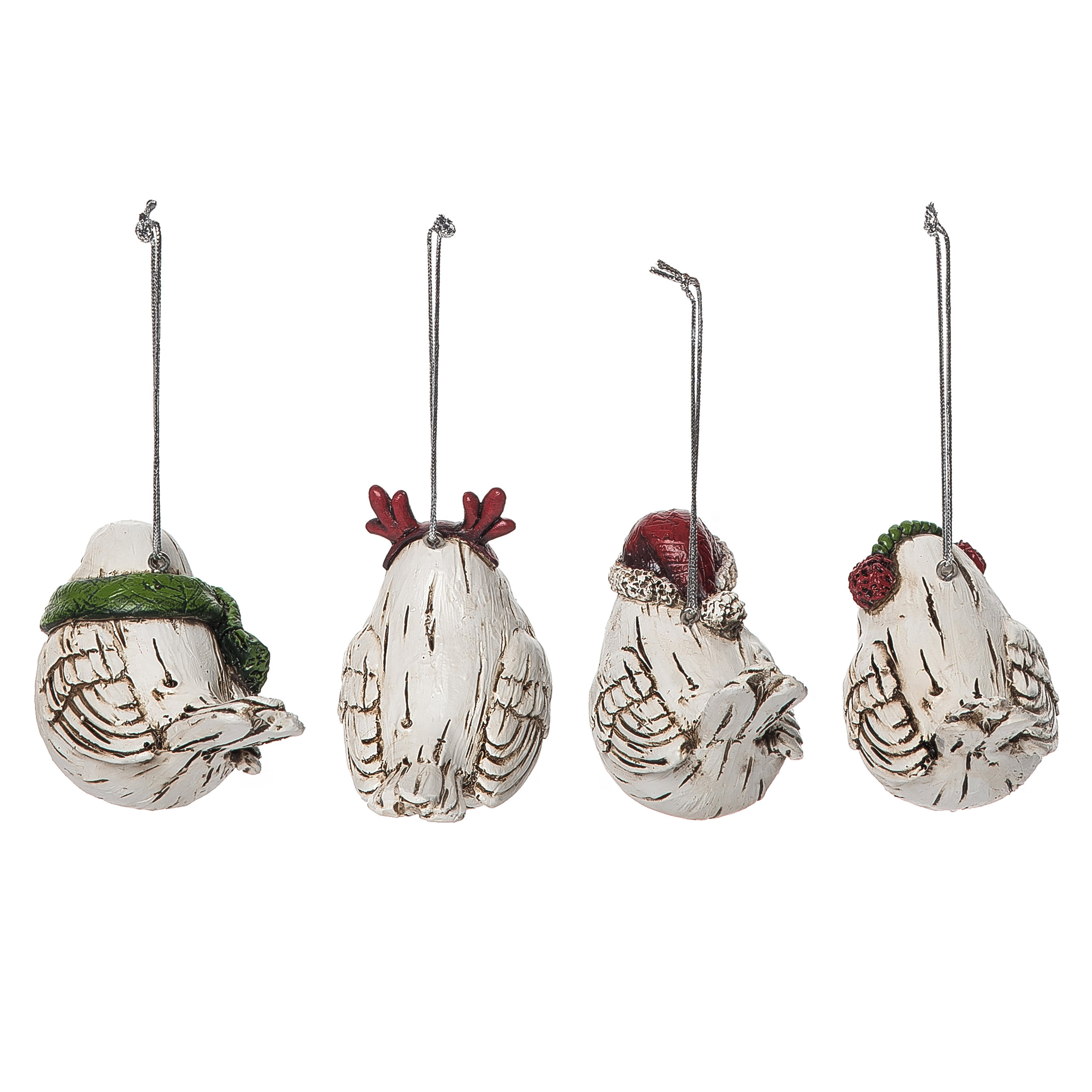 Ophelia & Co. Resin Knotty Birch Birds Ornament Set of 4 Home ...