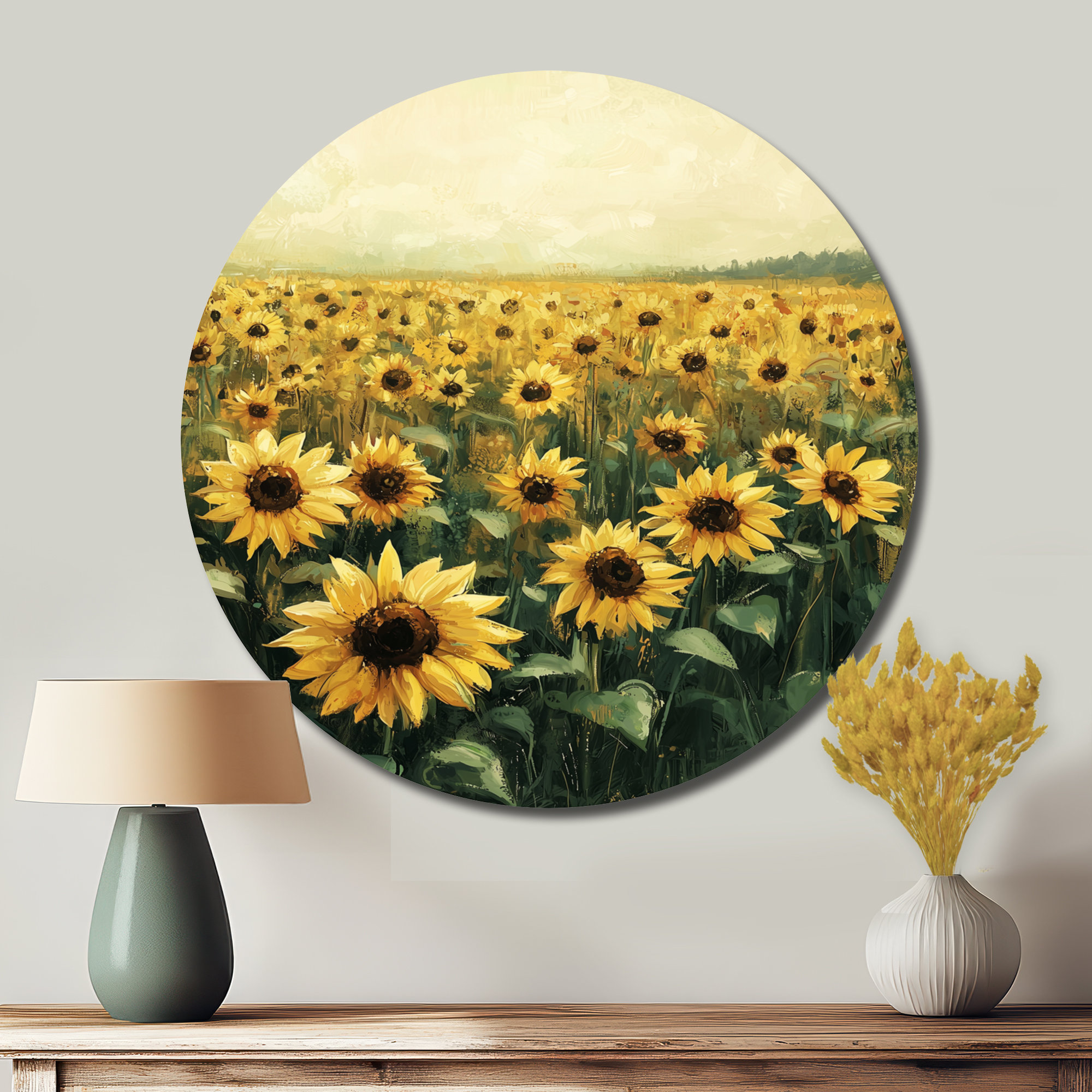 August Grove Summer Sunflower Meadow In The Prairies I - Traditional ...