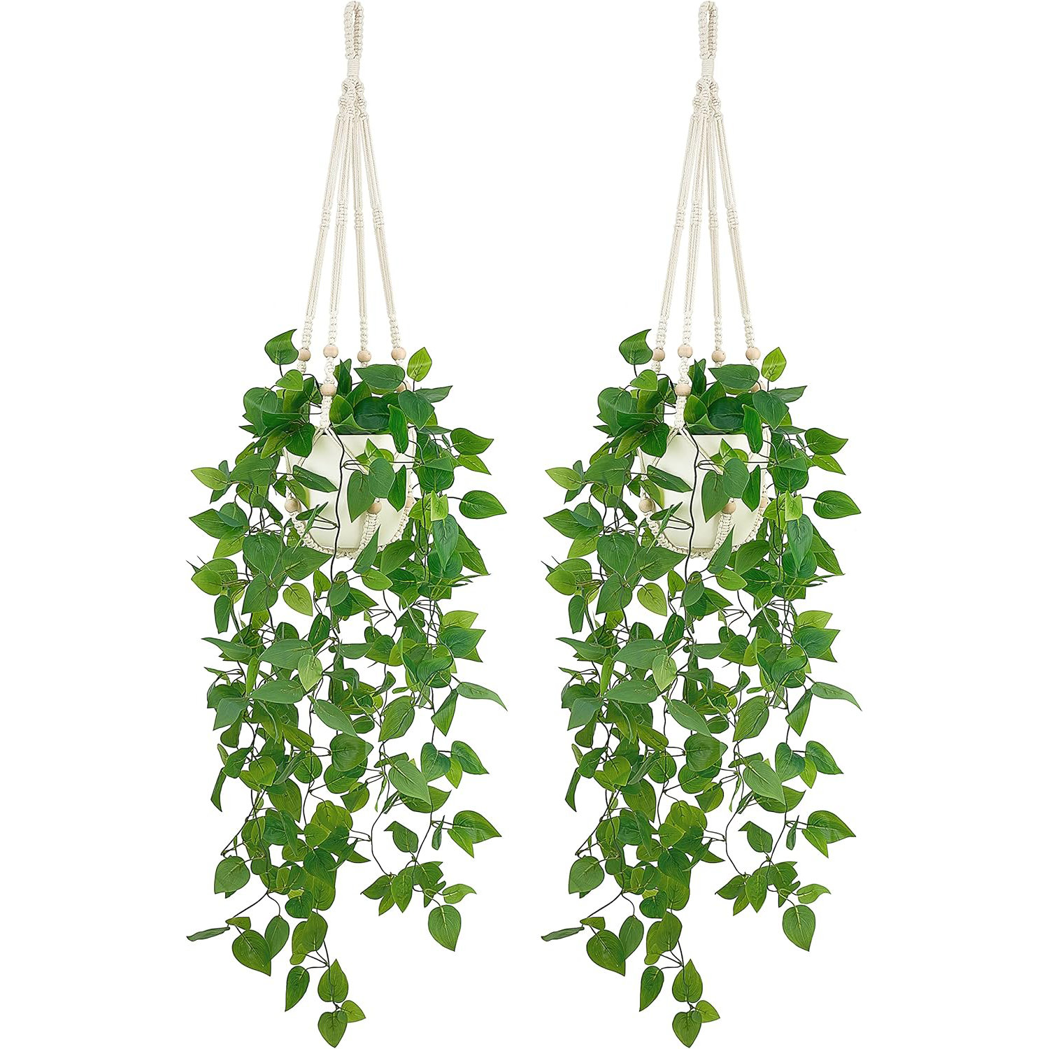 Dakota Fields 2 Faux Pothos Hanging Plants With Macrame Hanger ...