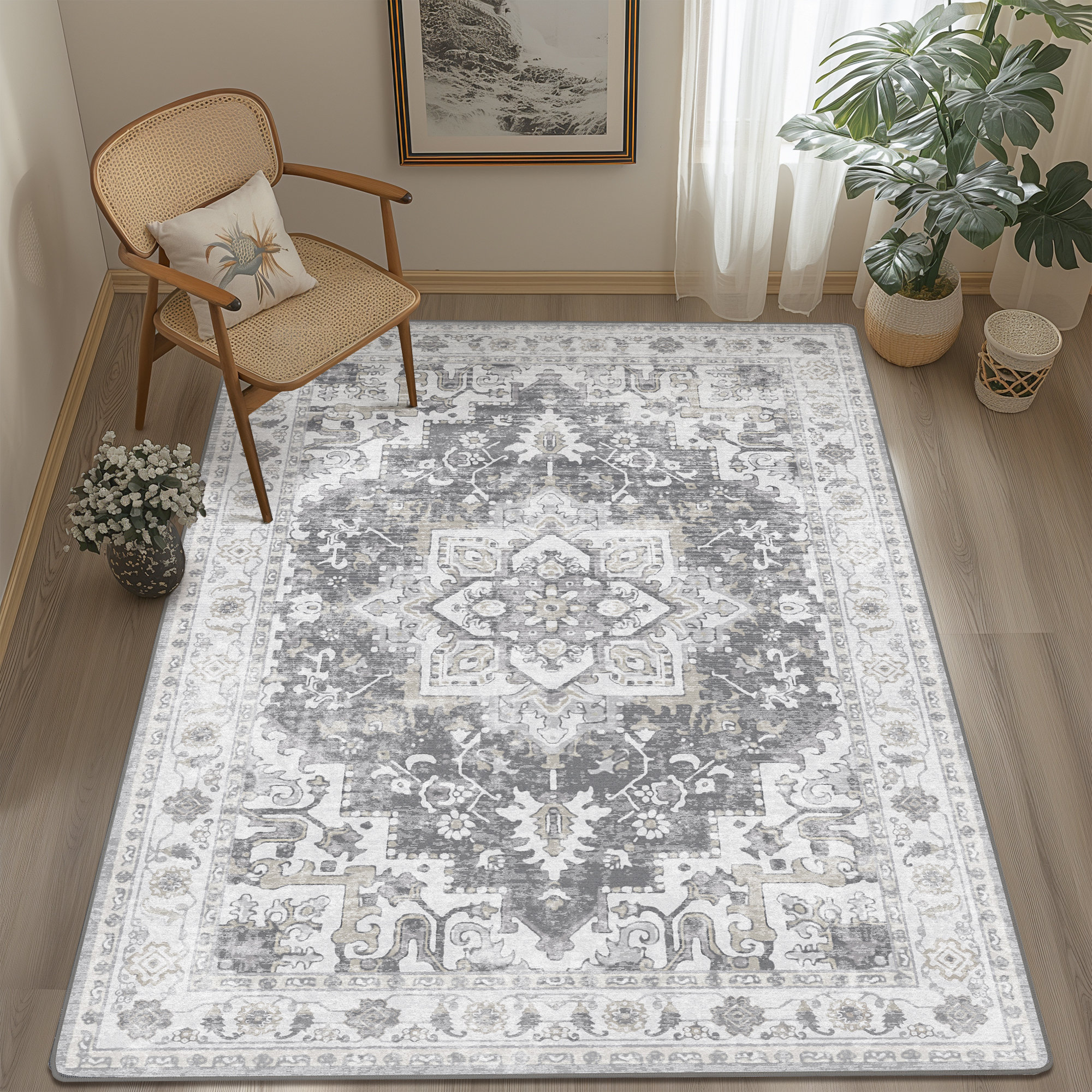 Bungalow Rose Nathalya Area Rug for Living Room Machine Washable Rugs ...