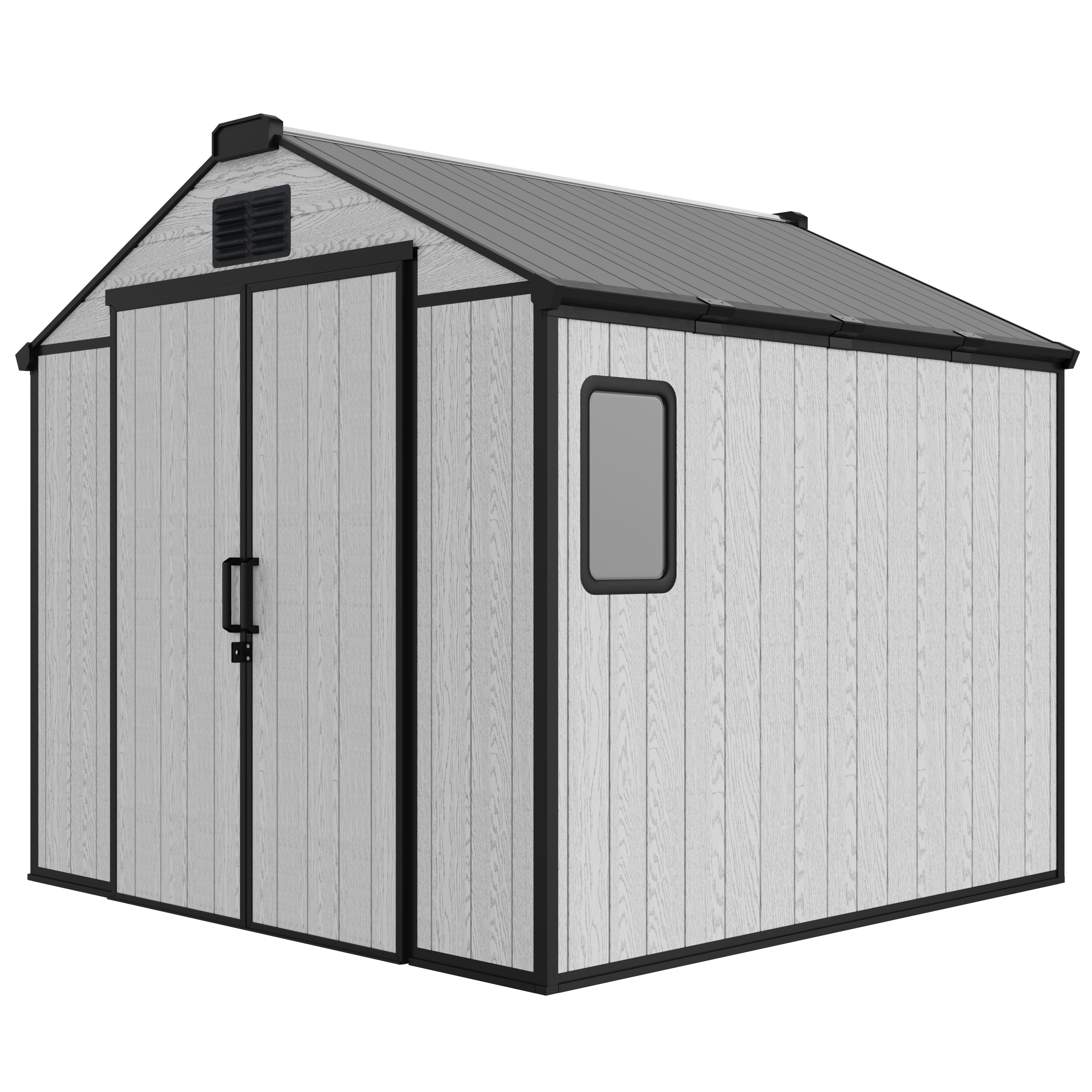 EROMMY 8 FT.W x 8 FT.D Resin Outdoor Storage Shed with Floor, Large ...