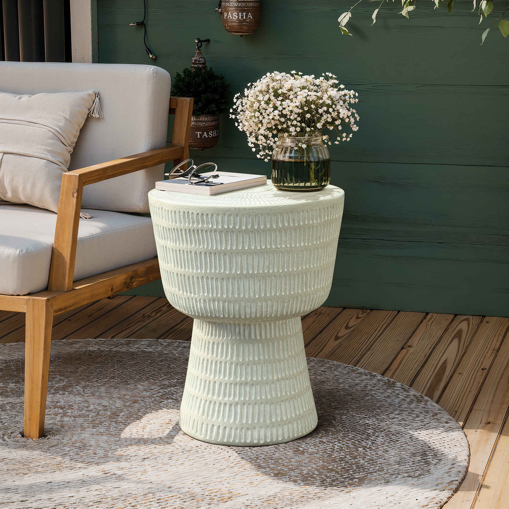 Dakota Fields Outdoor and Indoor Round Spiral Pattern Side Table ...
