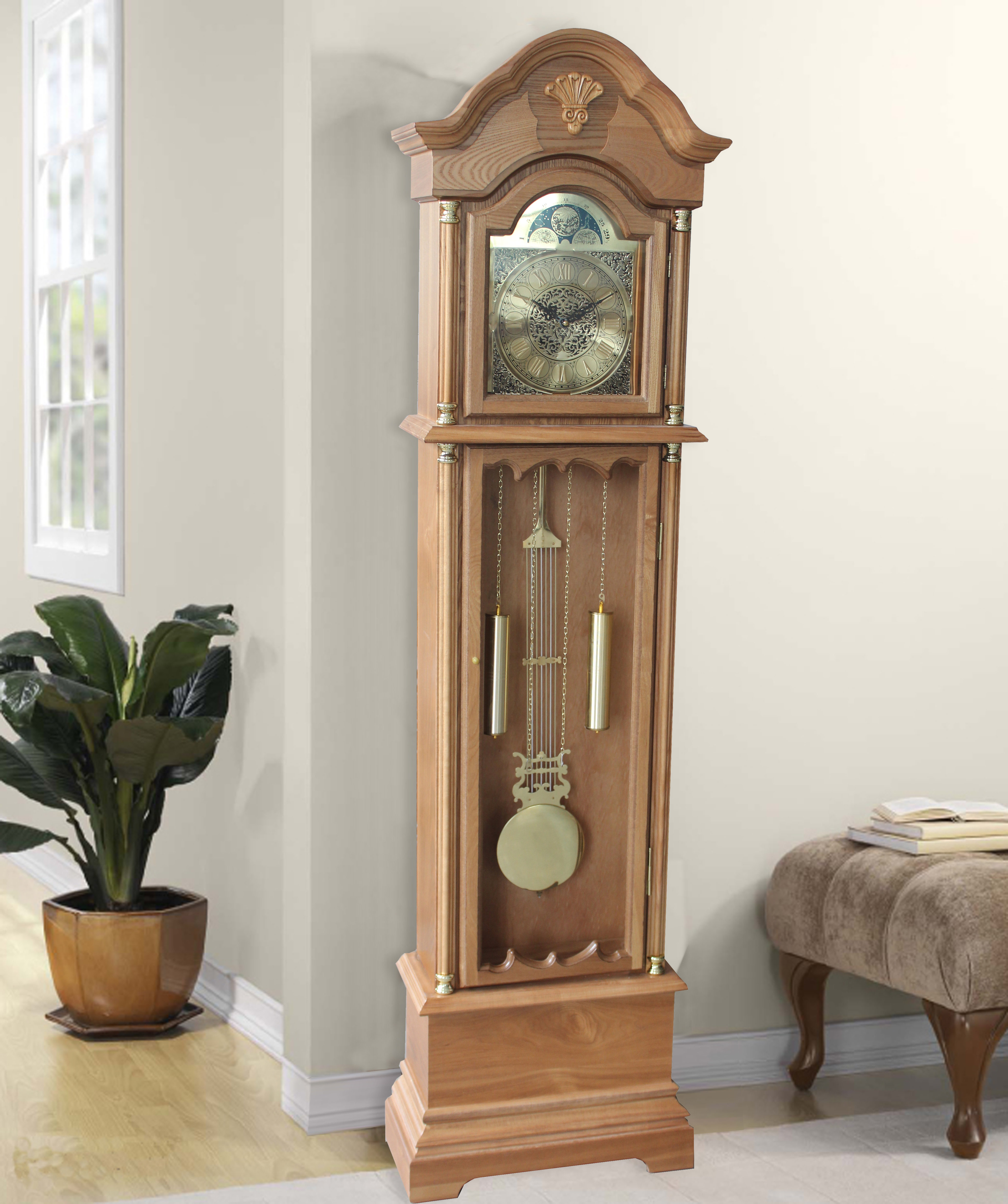Alcott Hill 71.25" Wood Floor Standing Grandfather Clock & Reviews ...