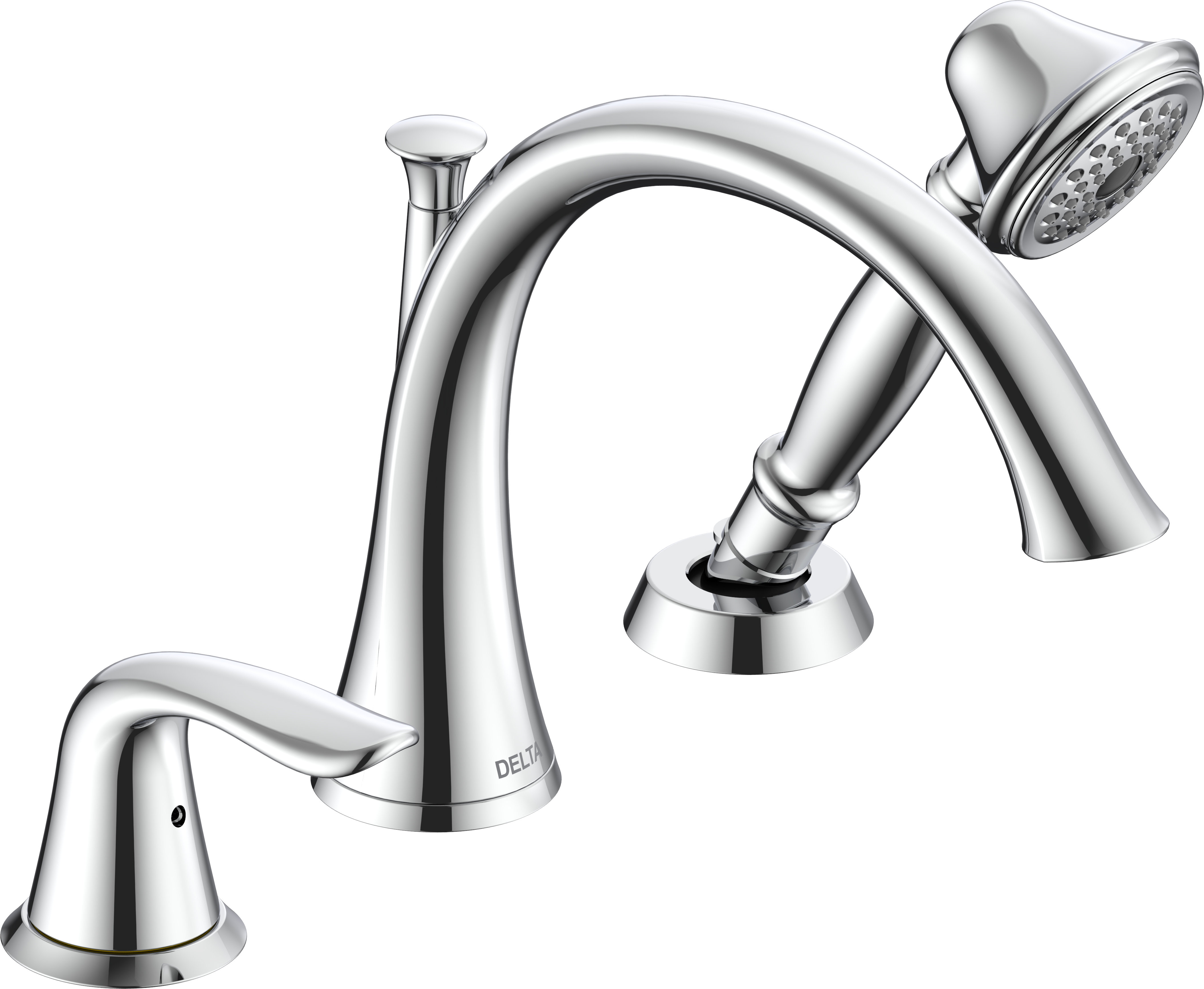 Delta Lahara Single Handle Deck Mounted Roman Tub Trim with Handshower ...