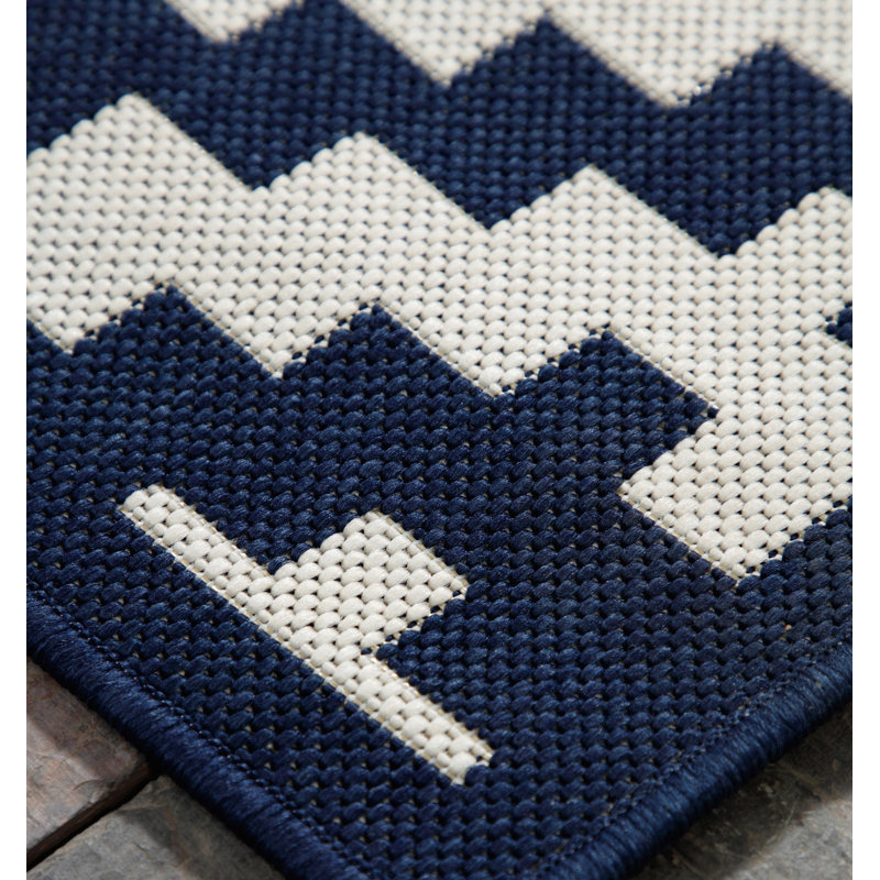 Union Rustic Deckland Moroccan Trellis Blue/White Indoor/Outdoor Area ...