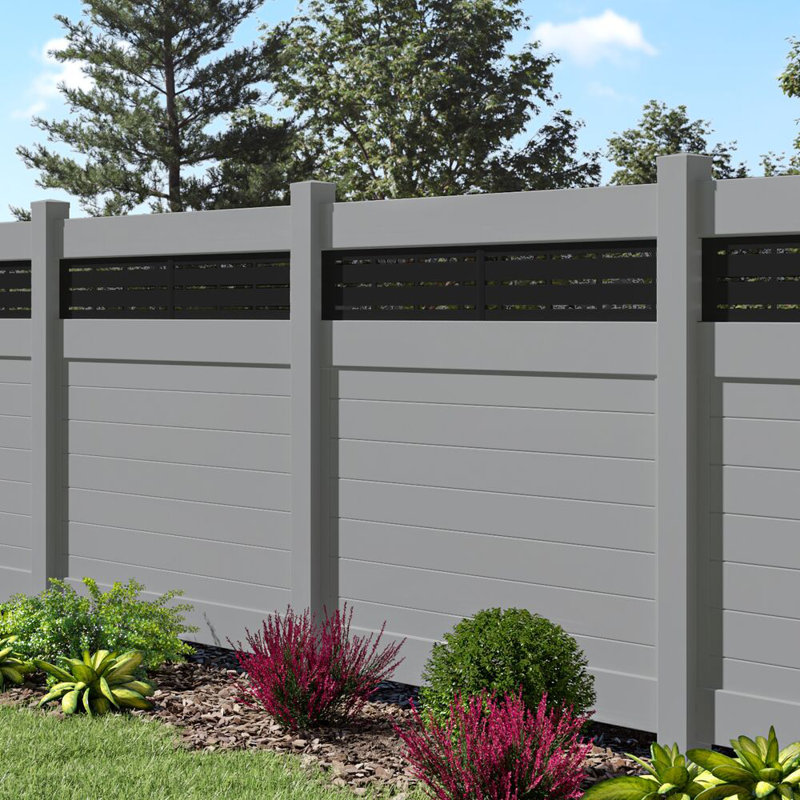 Barrette Outdoor Living Horizontal Fence Boardwalk Gray Vinyl Privacy ...