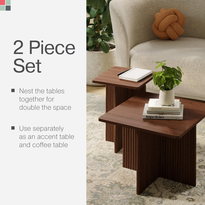 CG INTERNATIONAL TRADING Square Fluted Nesting Coffee Table - Low ...