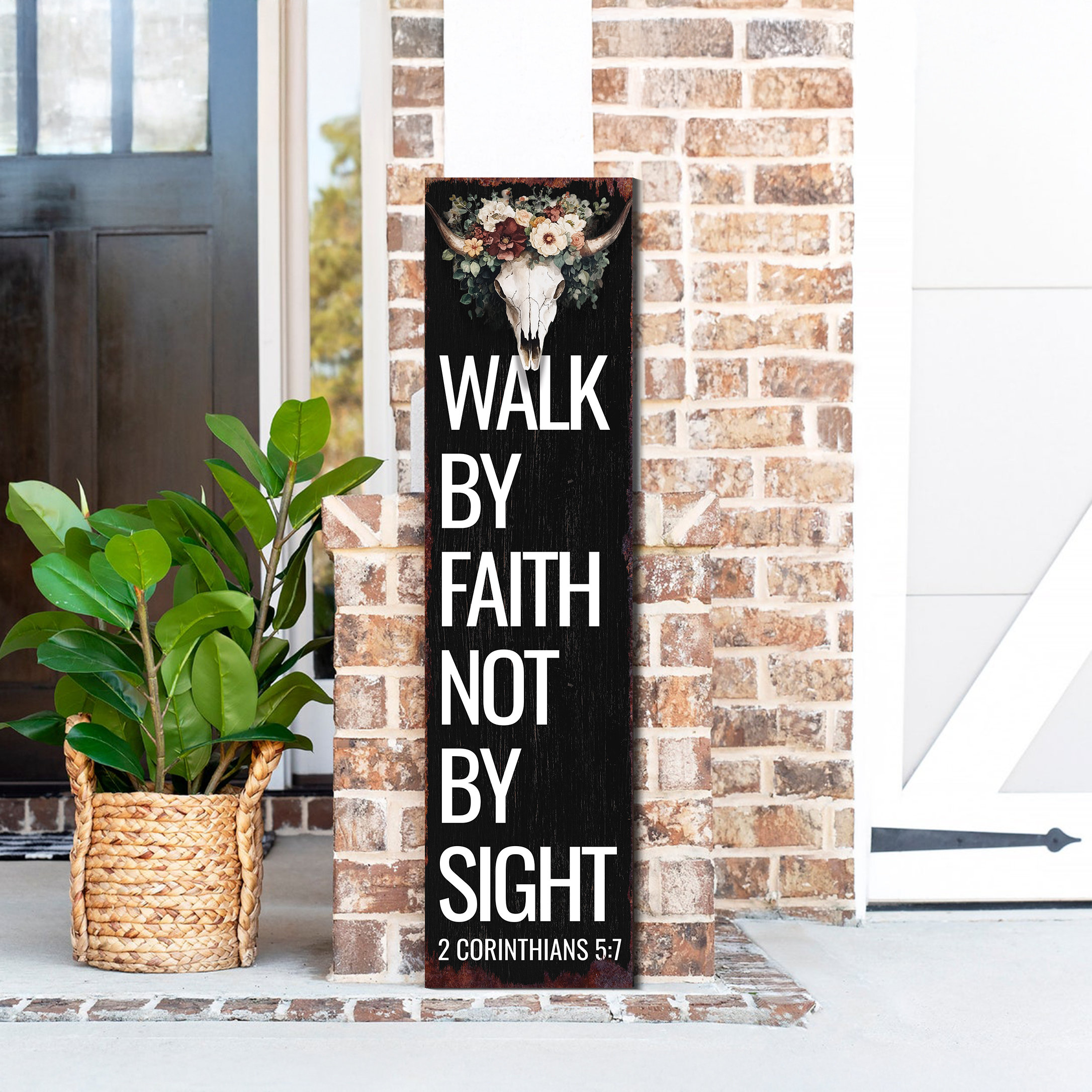 Trinx Summer Western Porch Sign | Walk by Faith Not by Sight 2 ...