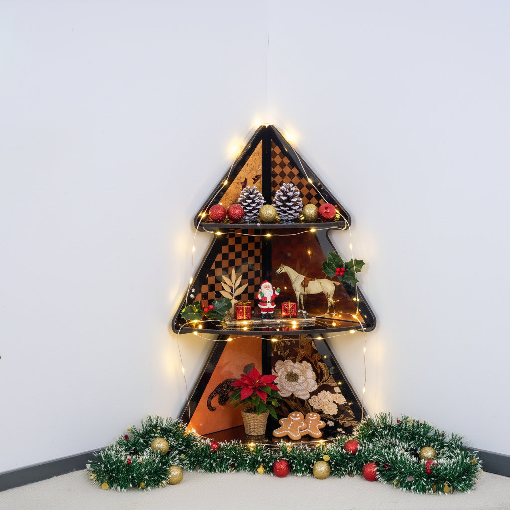 Trinx 3-Tier Retro Christmas Tree Corner Cabinet Display Shelf | Wayfair