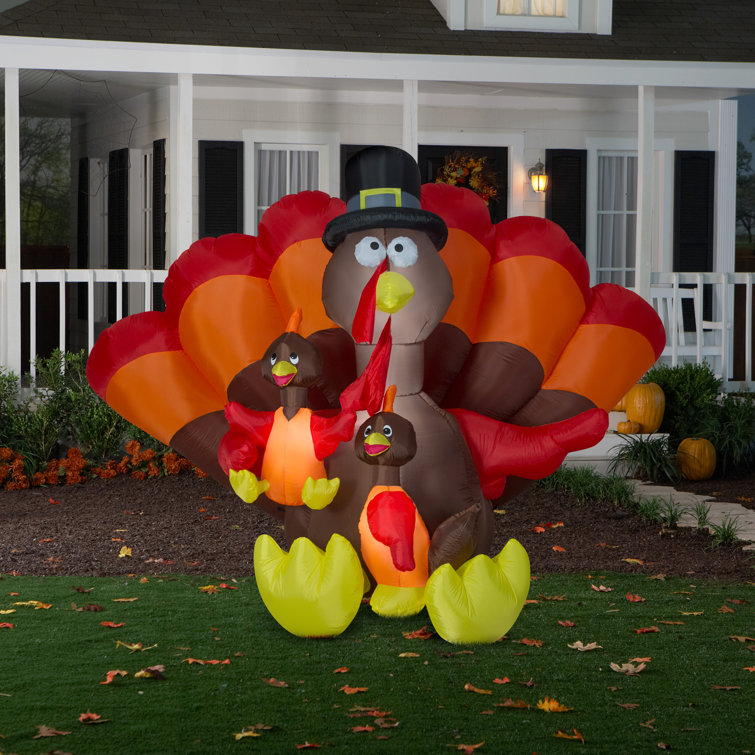 Gemmy Industries Airblown Turkey Family Scene Inflatable & Reviews ...