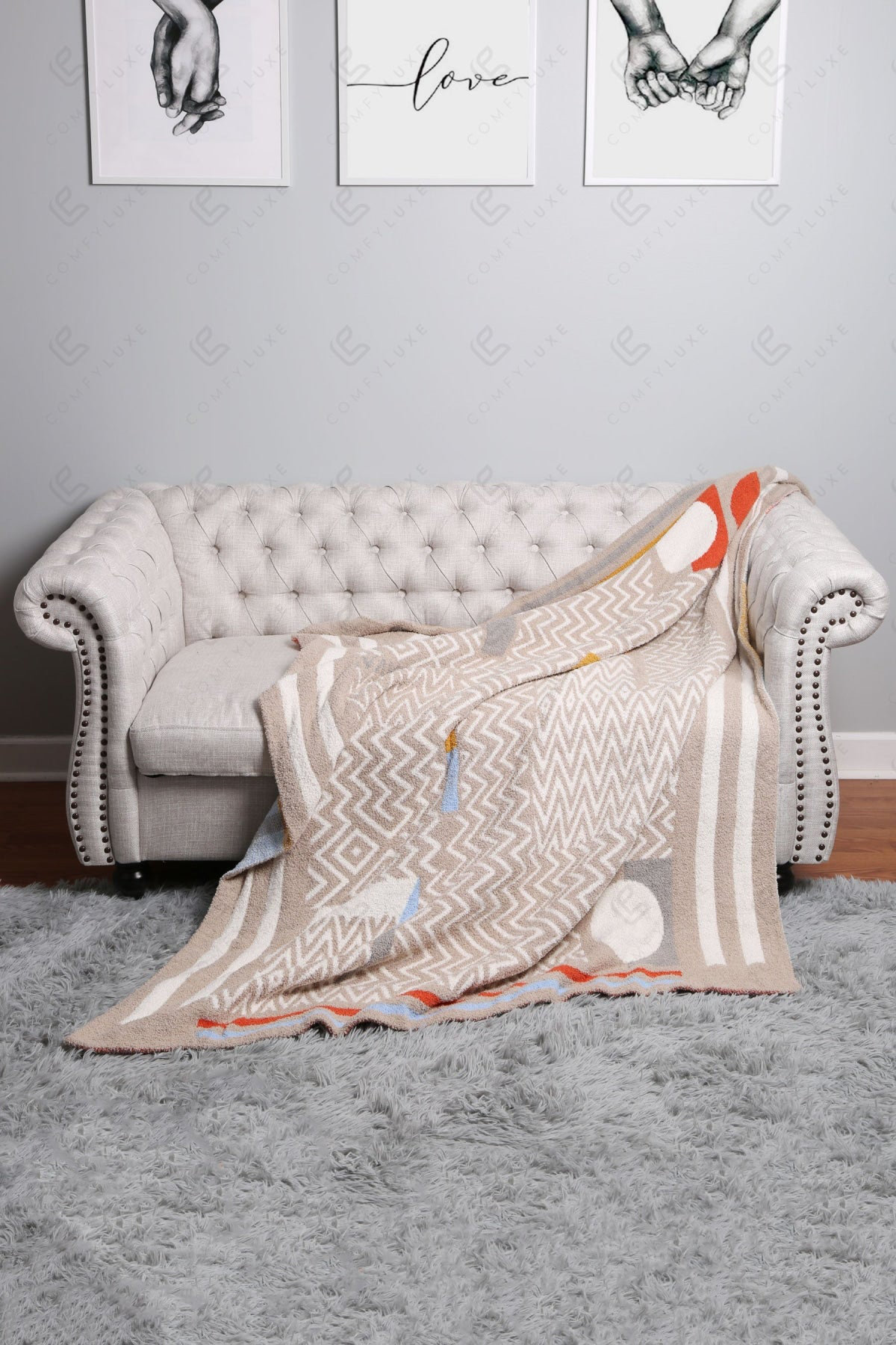 COMFYLUXE Geometric Shapes Pattern Luxury Soft Throw Blanket | Wayfair