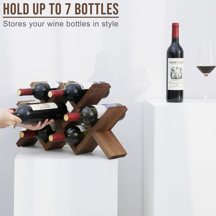 Latitude Run® Diannne 7 Bottle Solid Wood Freestanding Wine Bottle Rack ...