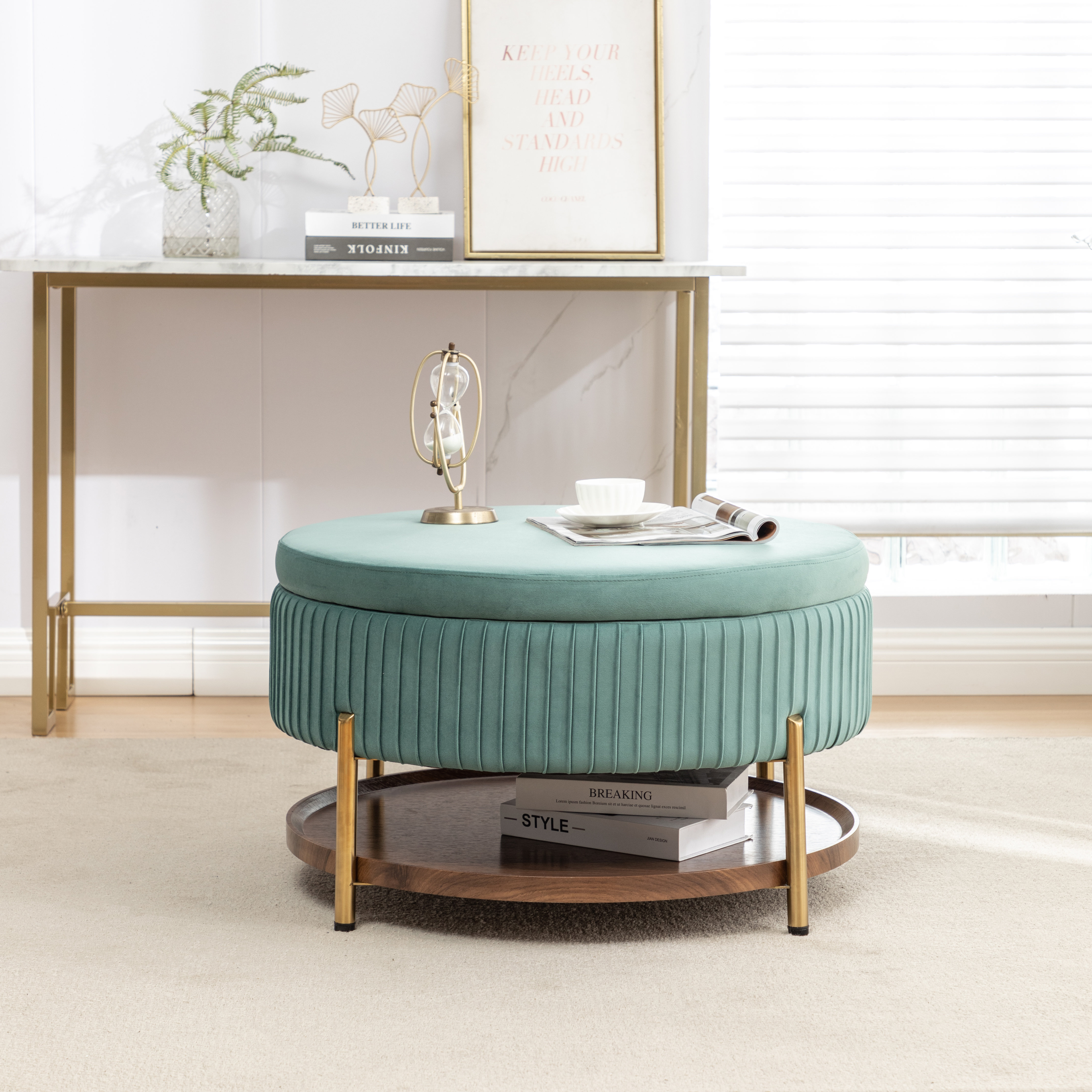 Ebern Designs Charyn Upholstered Round Storage Ottoman - Wayfair Canada
