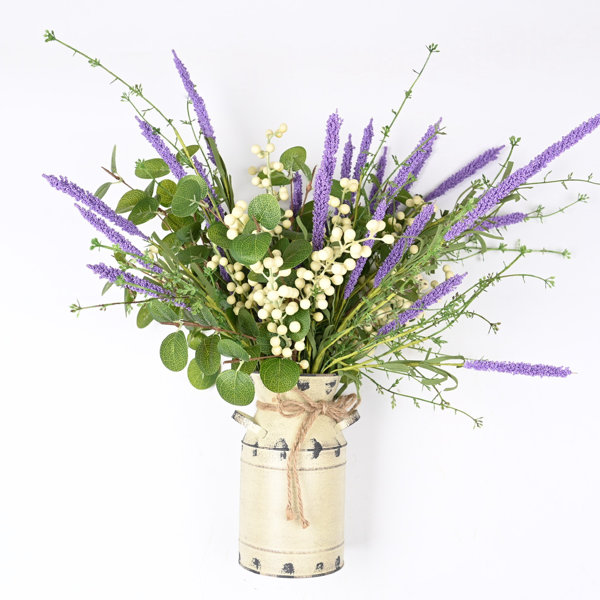 Primrue Artificial Floral Arrangement Berry Flowers Bouquets in Metal ...
