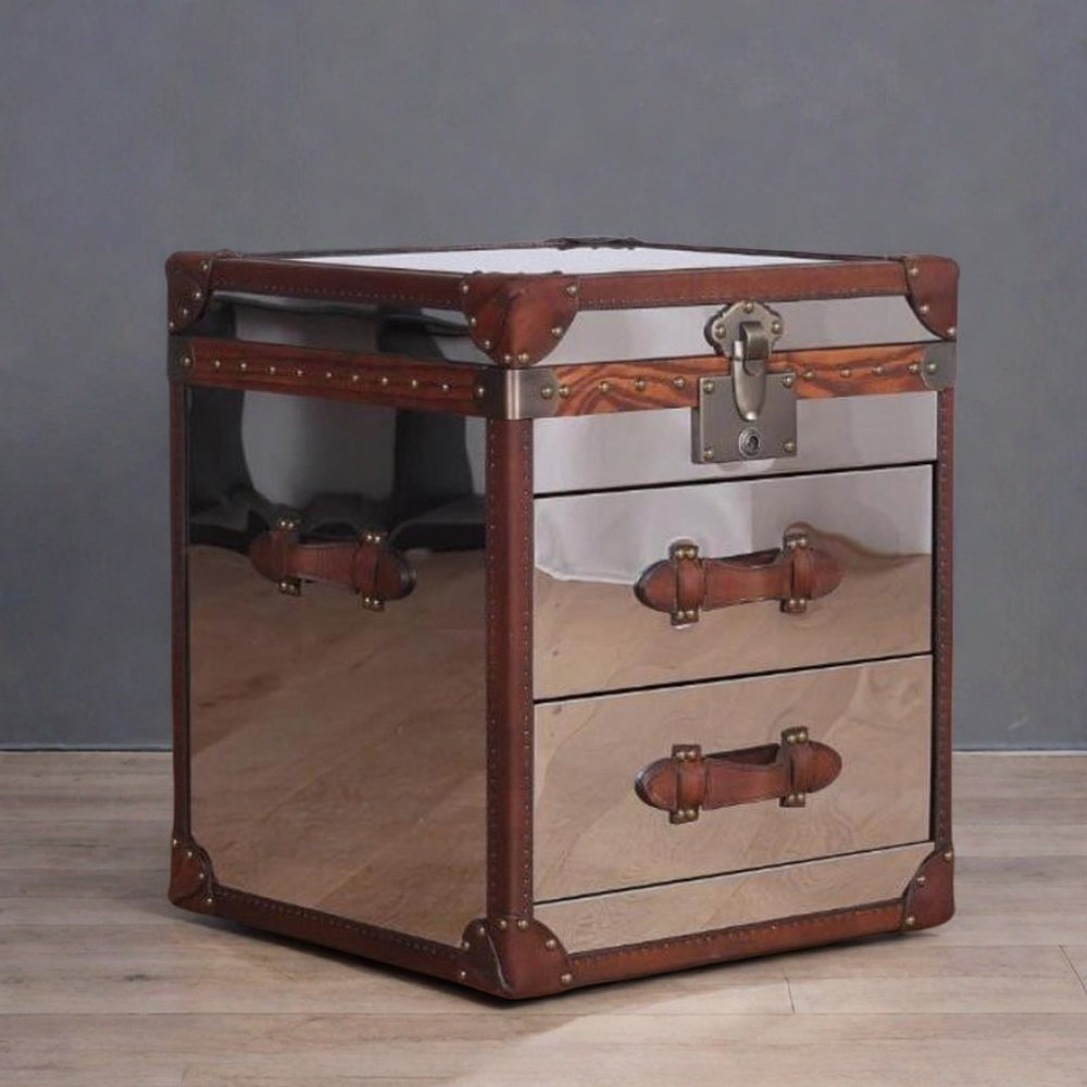 HUGESTO Small Silver Mirrored Stainless Steel Accent Trunk | Wayfair