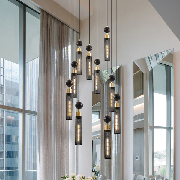 Ivy Bronx 9-Light Modern Multi-Light Chandelier with Mesh Shades | Wayfair