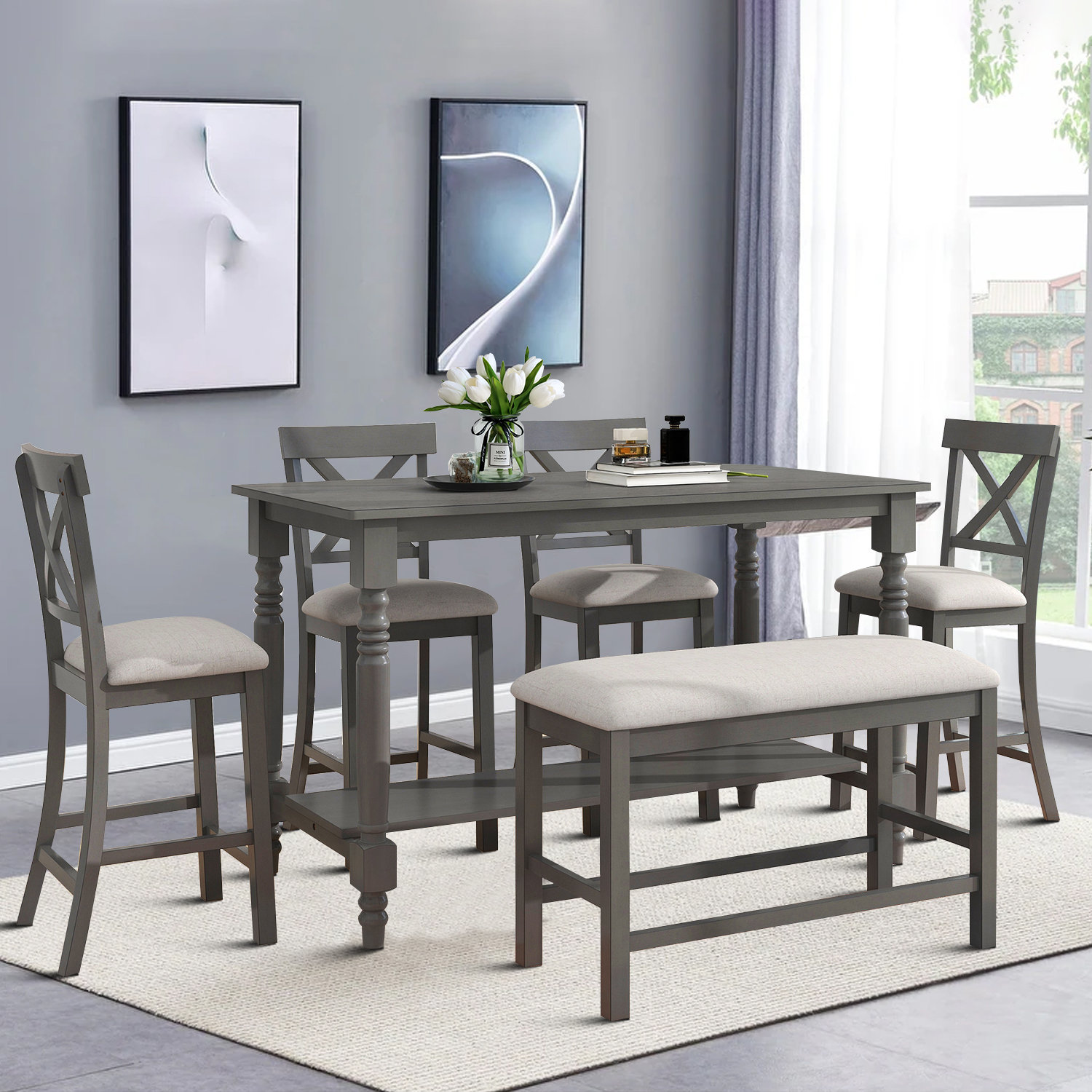 Rosalind Wheeler Boud 6 - Piece Dining Set with Upholstered Dining ...