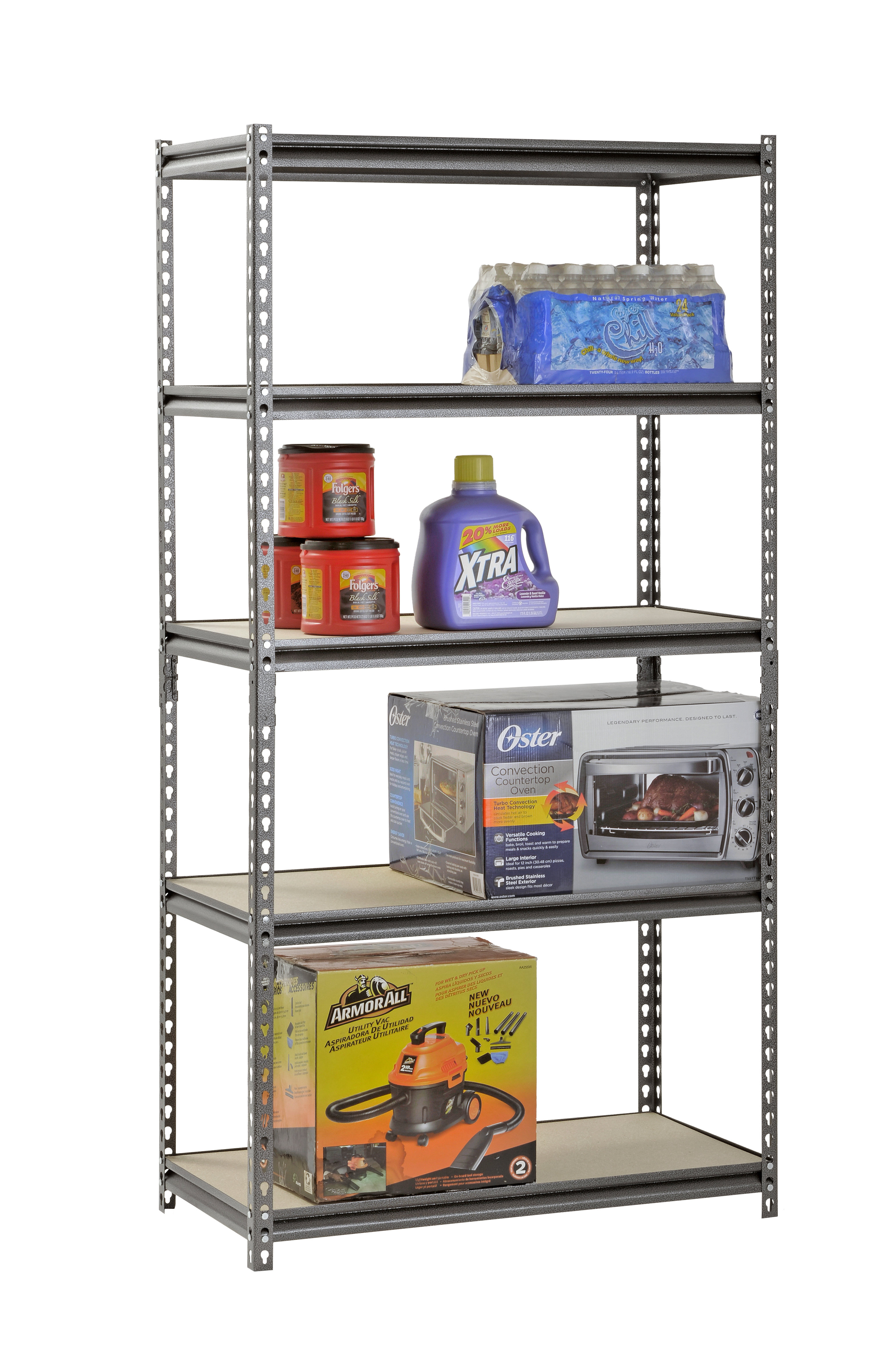 Muscle Rack 72" H x 36" W x 18" D 5 Shelf Z-Beam Boltless Shelving Unit ...