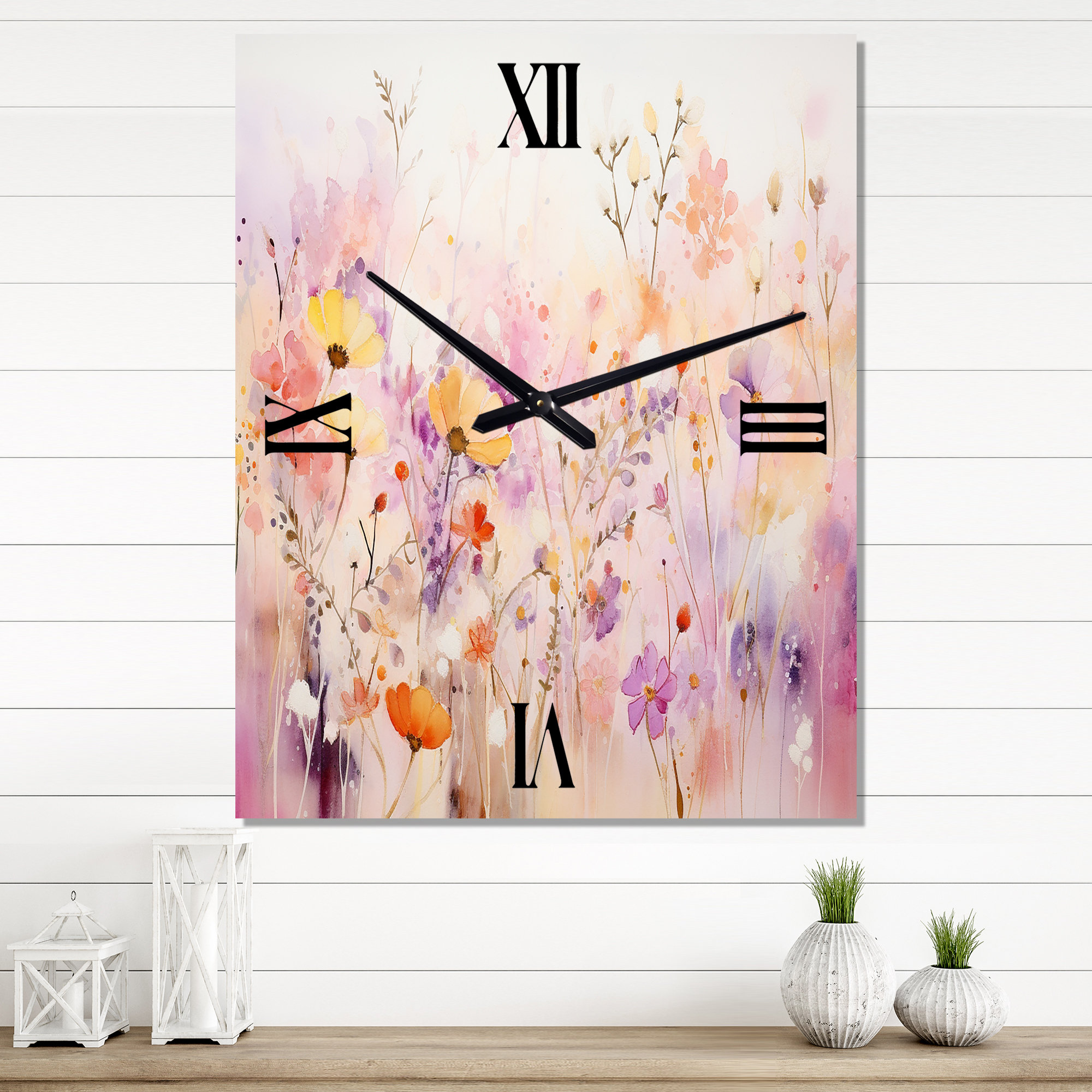 Design Art Pink Whimsical Wildflowers I - Abstract Botanicals Wall ...