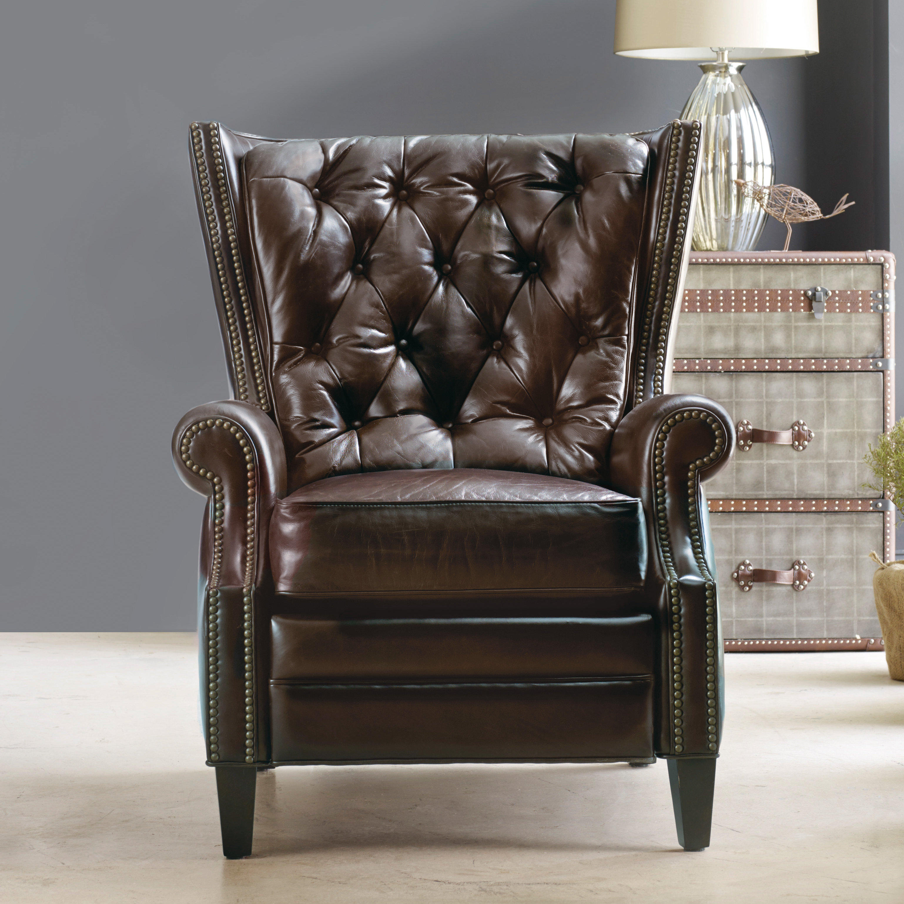 Lark Manor™ Arnelia 31" Wide Genuine Leather Manual Wing Chair Recliner & Reviews | Wayfair
