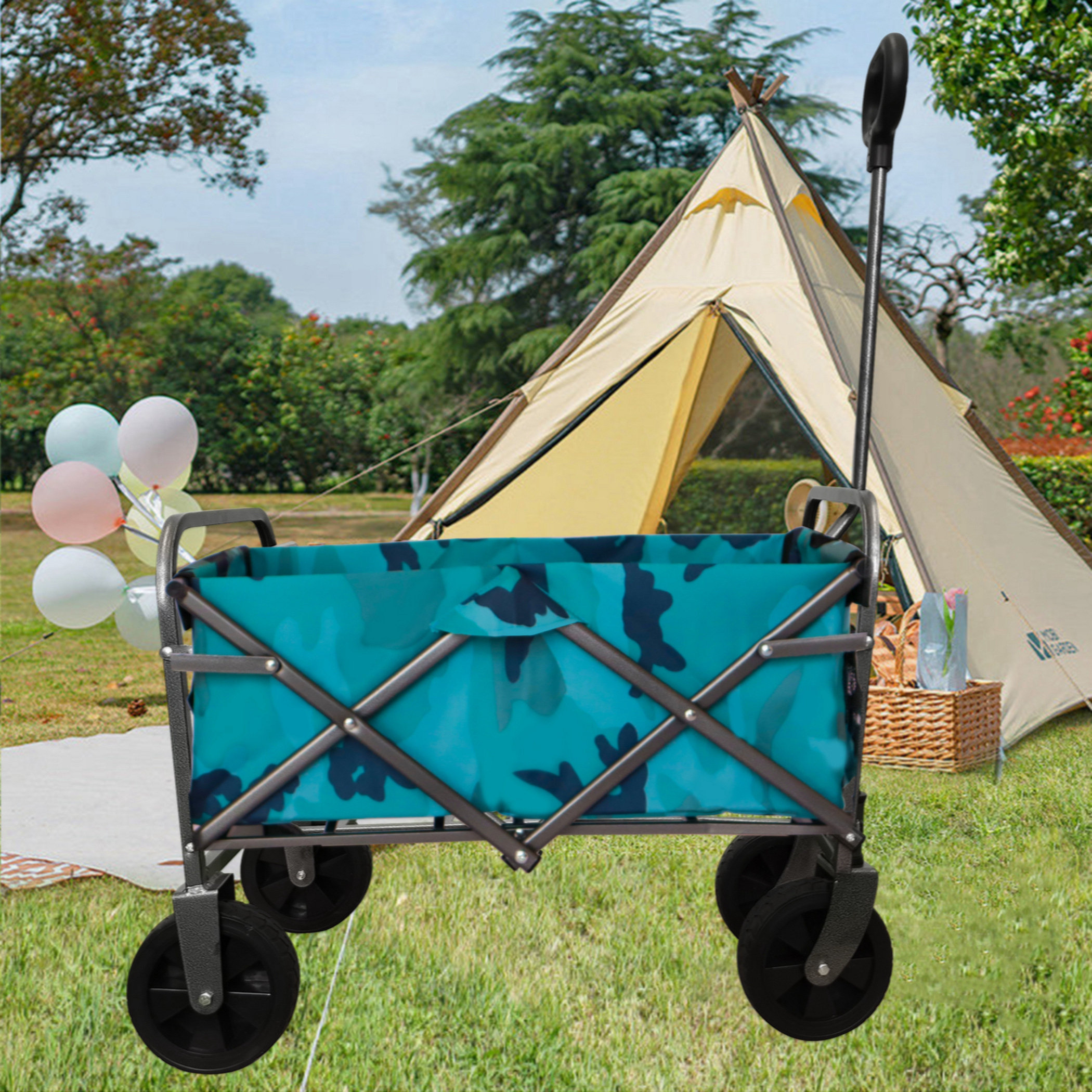 Wenty Outdoor Garden Multipurpose Micro Collapsible Beach Trolley Cart Camping Folding Wagon ...